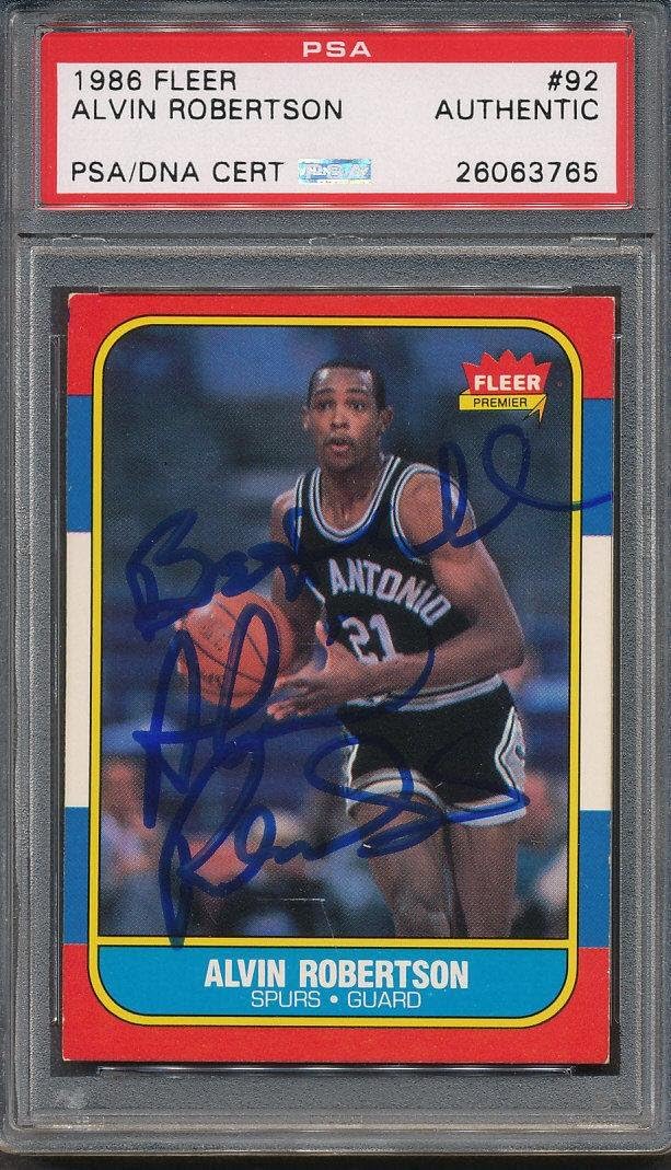1986/87 Fleer #92 Alvin Robertson Certified Authentic Auto *3765 - PSA ...