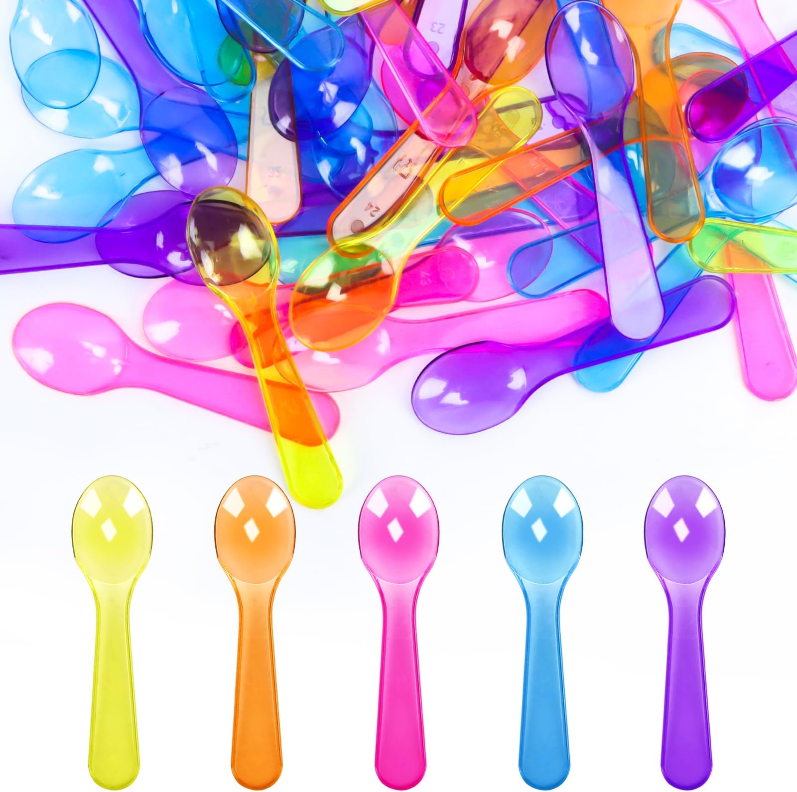 Amazon.com: Mini Taster Spoons - Clear Plastic - Blue, Pink, Green ...