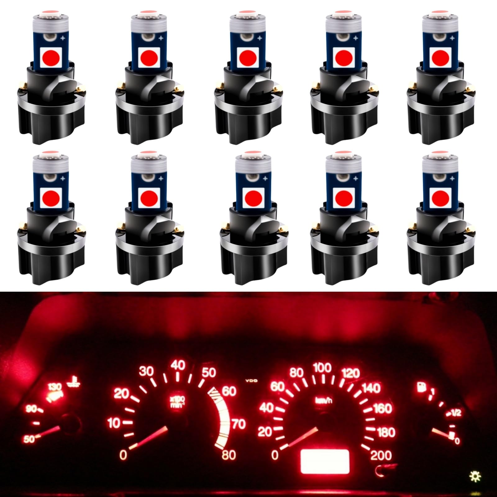 Snapklik.com : 10 Pack Red Canbus T5 Led Bulb 2721 37 74 Wedge Lamp ...