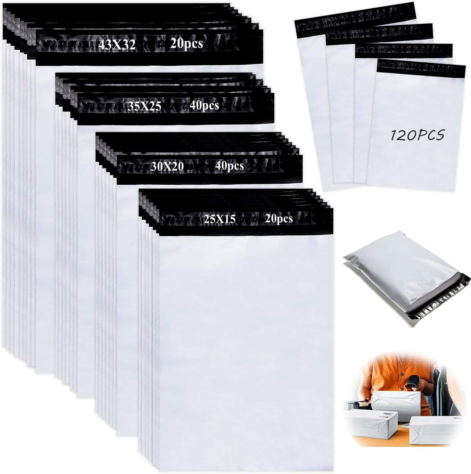 ZPQAODI Bolsas para Envíos,Bolsas de Envio Paquetes,120PCS 4 Tamaños ...