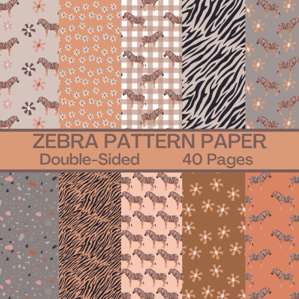 Zebra Scrapbook Paper 40 Pages 20 Sheets: Double Sided Pattern Paper ...
