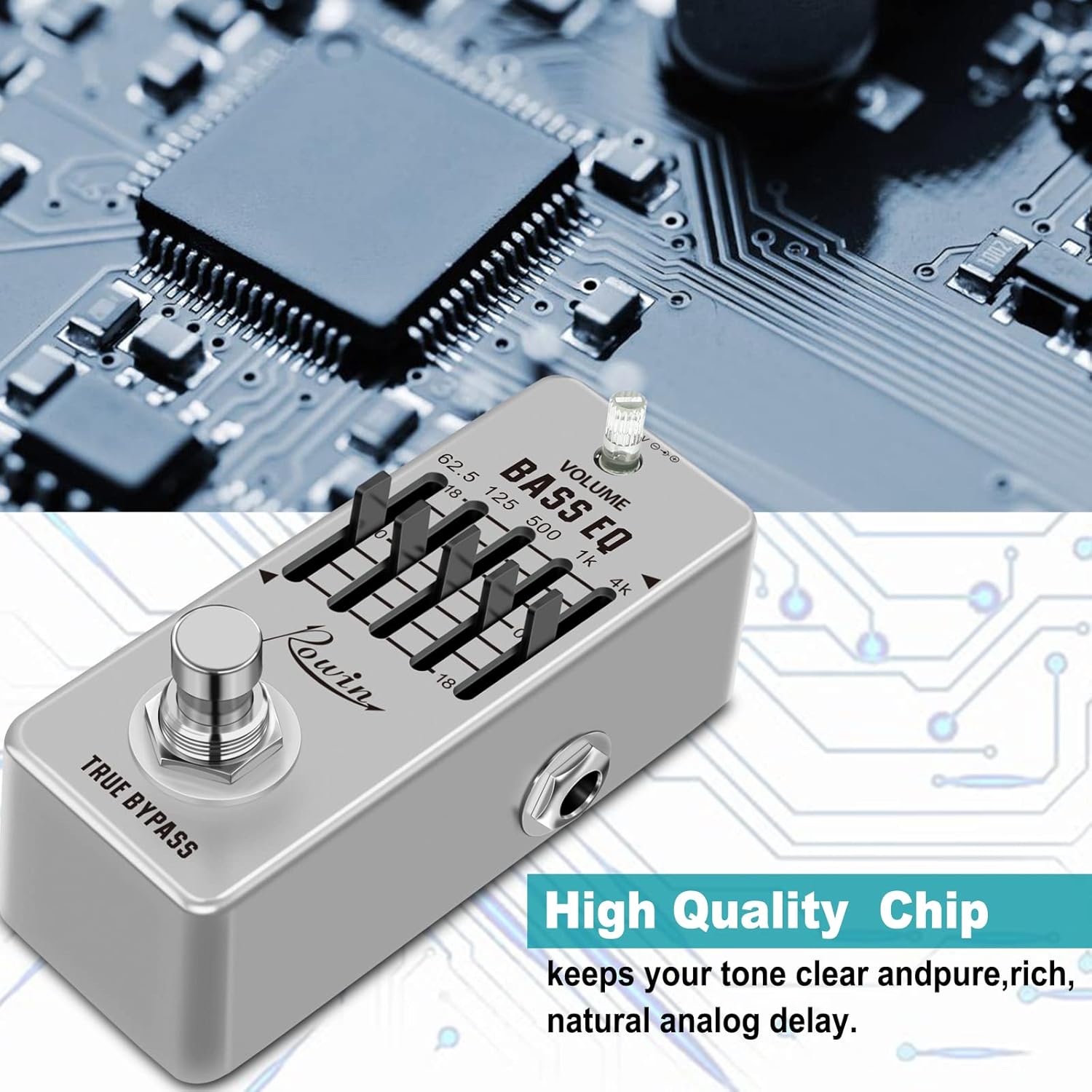 Rowin Bass EQ Pedal, Five Band Equalizer Bass Effect Pedal for Electric Bass True Bypass LEF ...