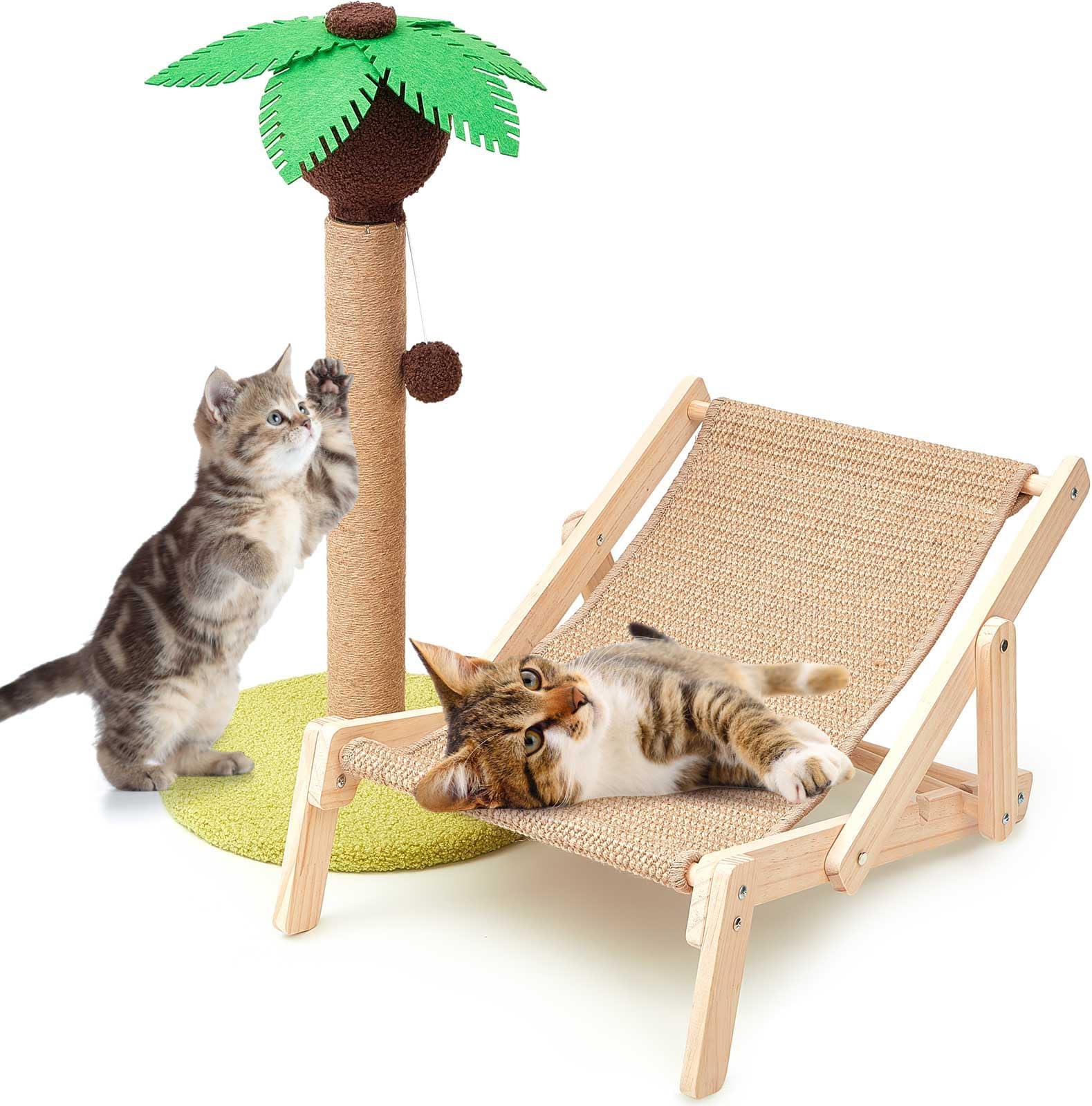 Amazon.com : Locmeo 2 Pcs Cat Sisal Lounge Chair and Coconut Palm Tree ...