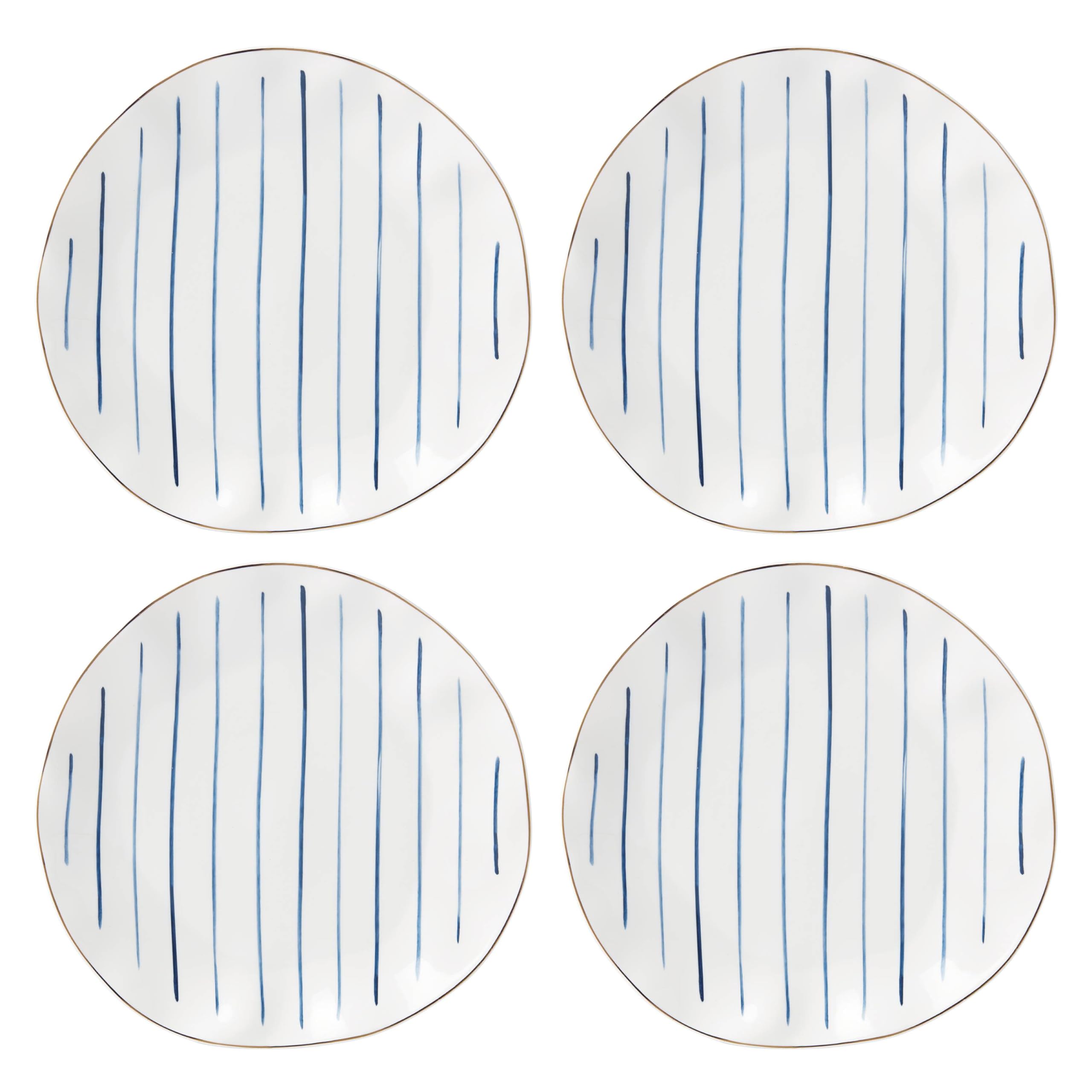Amazon.com | Lenox Blue Bay Stripes 4-Piece Dinner Plate Set, 4 Count ...