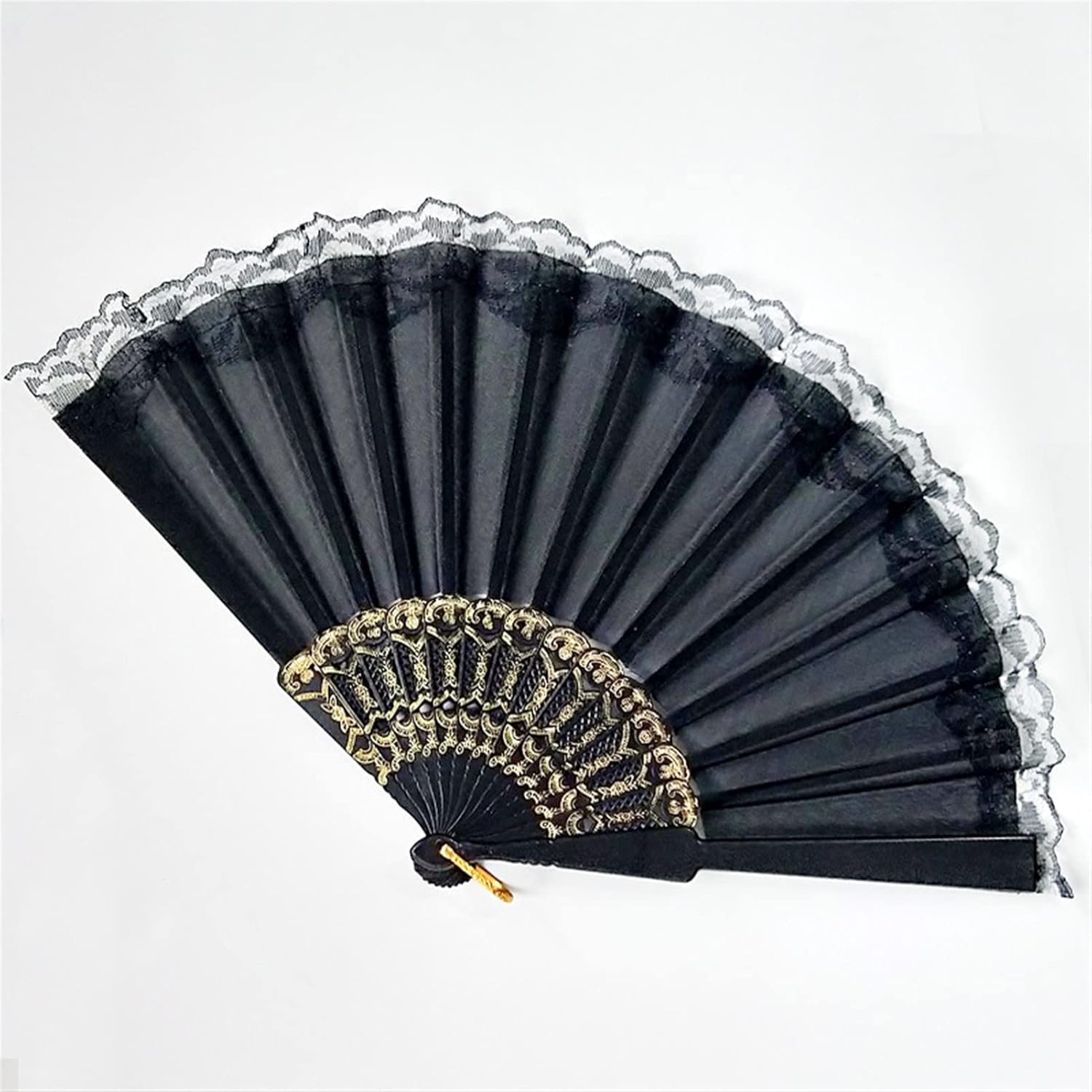 Amazon.com: ONILA Folding Hand Fan Black Spanish Victorian Hand Fan for ...