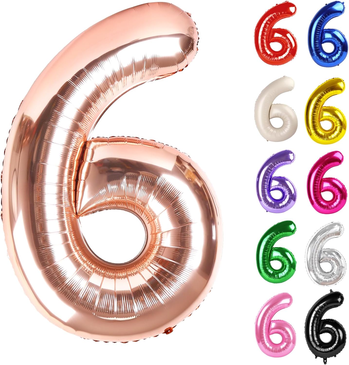 Amazon.com: Rose Gold Number 6 Balloon 40 Inch, 6 Balloon Number, 6th ...