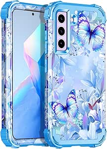 Amazon.com: Casetego Compatible with Galaxy S22 5G Case,Floral Three Layer Heavy Duty Sturdy ...