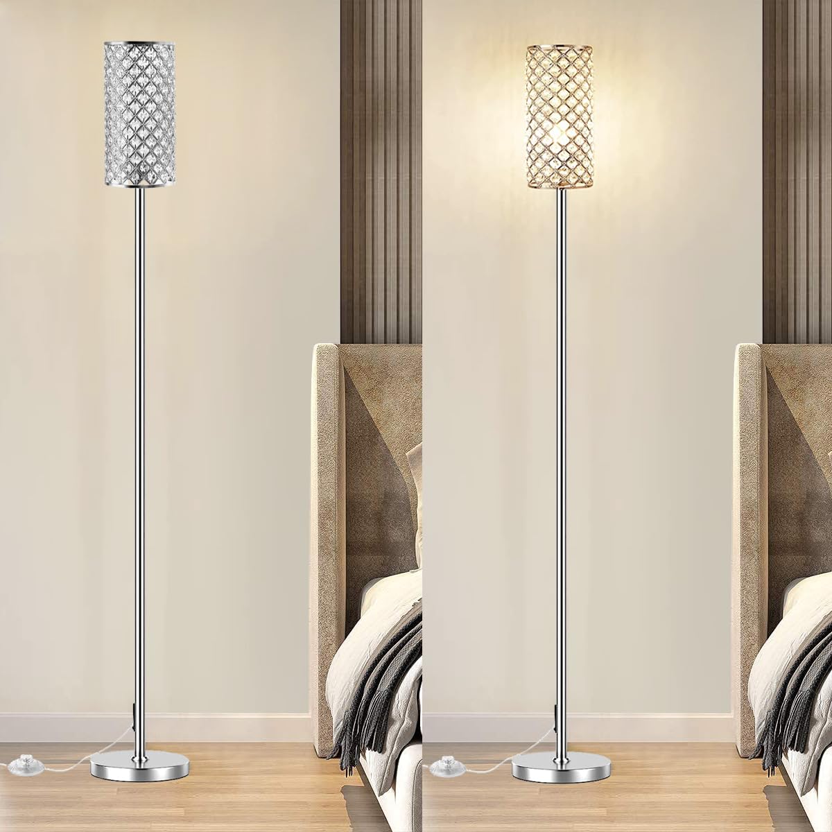 Silver Floor Lamps With Crystals