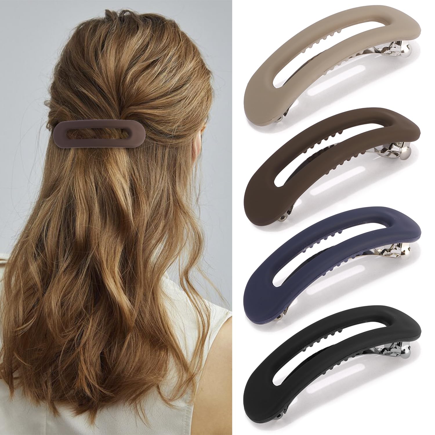 Amazon.com : Atoden Flat Barrettes Clips for Thick Thin Fine Hair 4Pcs ...