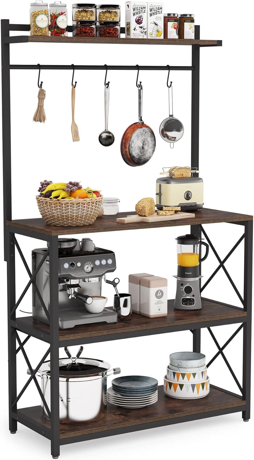 Amazon.com: Tribesigns Industrial Kitchen Baker’s Rack, 4-Tier Utility ...