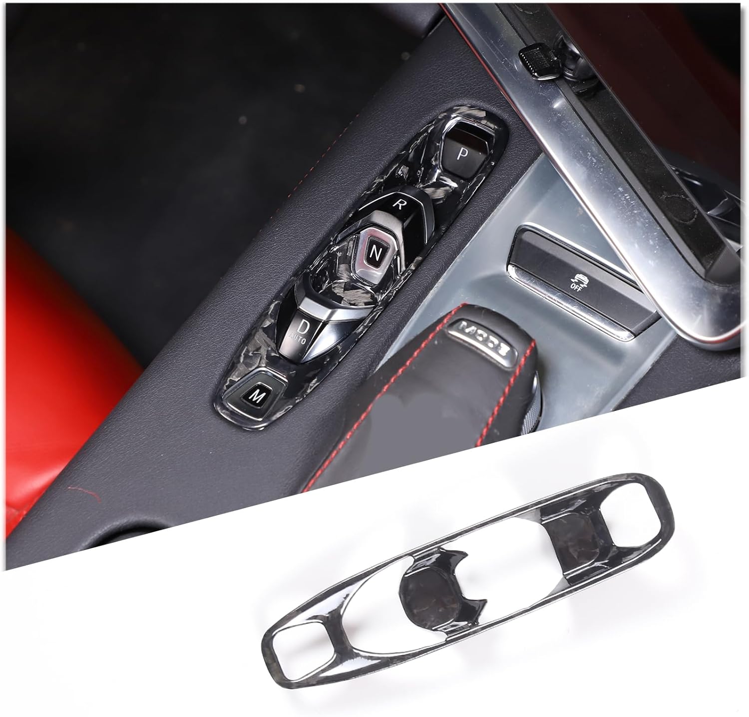 Amazon.com: Fgtagtal Real Carbon Fiber Console Gear Shift Button Panel ...