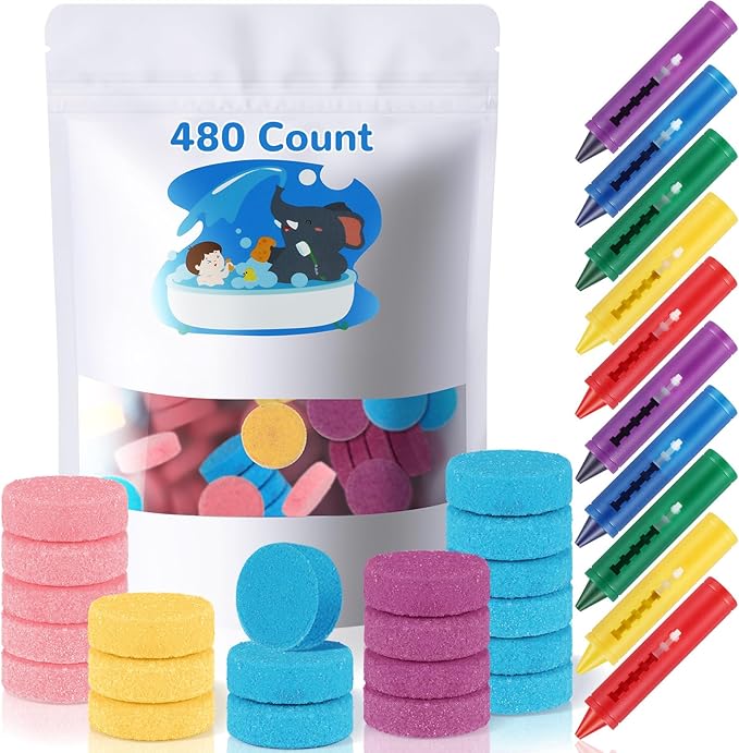 Amazon.com: Janlaugh 480 Pcs Bath Color Tablets for Kids with 15 Pcs ...