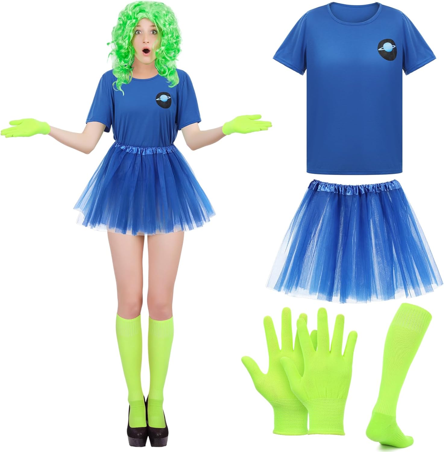 Amazon.com: Maiteenly 4 Pcs Halloween Story Alien Costume Blue T Shirt ...