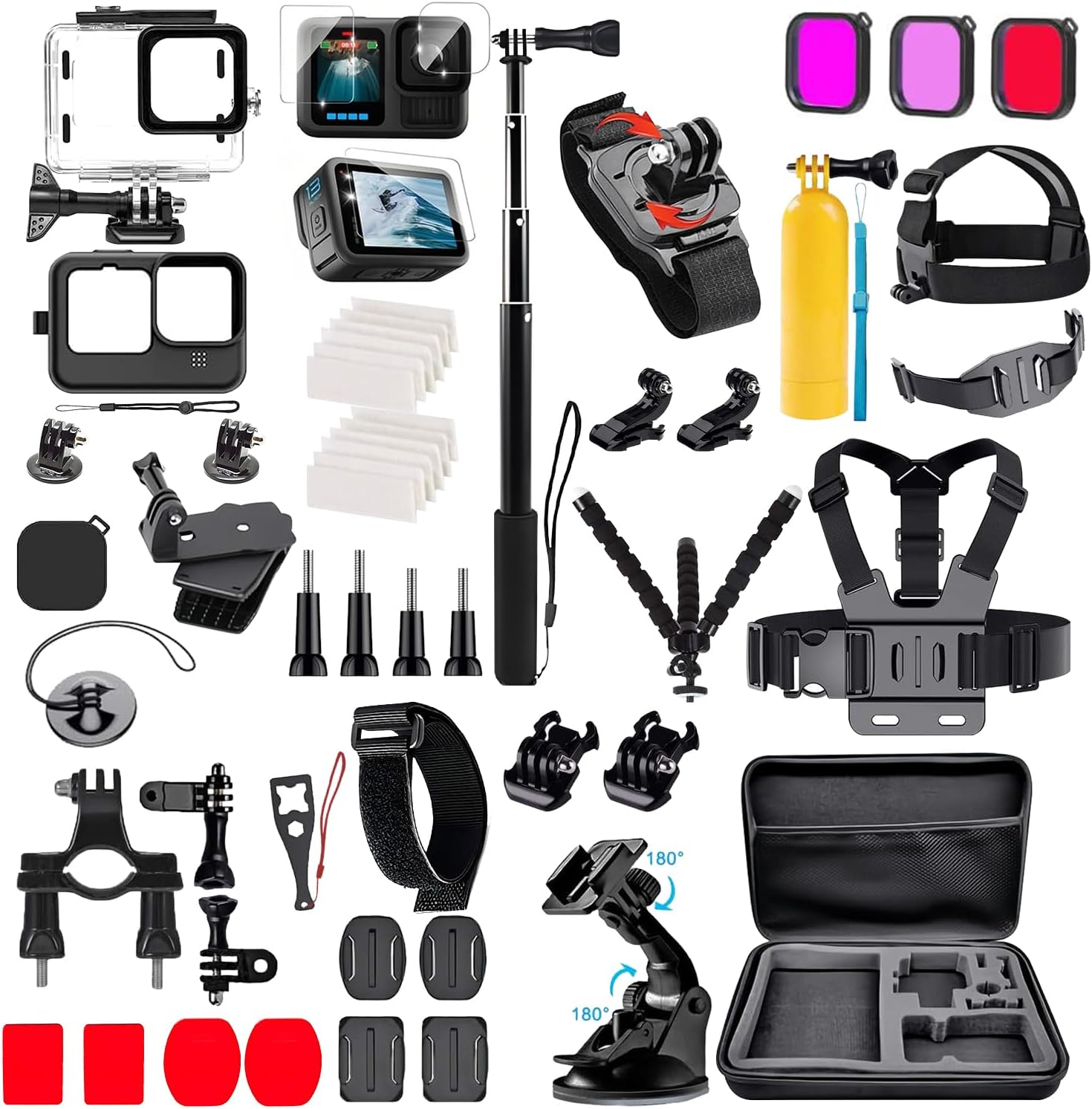 Xkimos Action Camera Accessories Kit,Includes Waterproof Housing ...