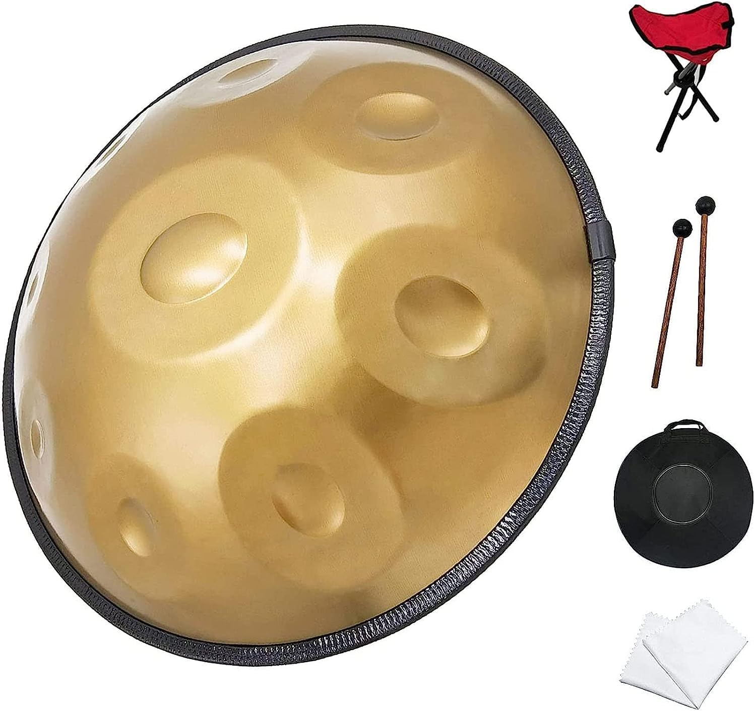 Portable 432 Hz Handpan Steel Drum 9 Notes 22 Inch ''Gold Performer ...