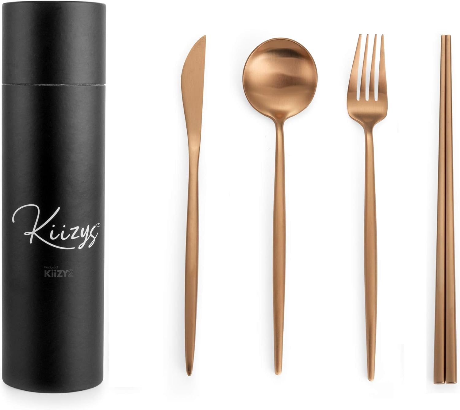 Buy Matte Copper Flatware Set - KiiZYs 8-piece Stainless Steel Utensil ...