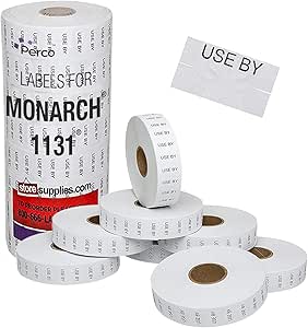 Perco Black Print on White"USE by" Labels for Monarch 1131 Price Gun ...