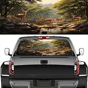 SOPIYRIO Rustic Vintage Deer Rear Window Decals for Trucks, Spring ...