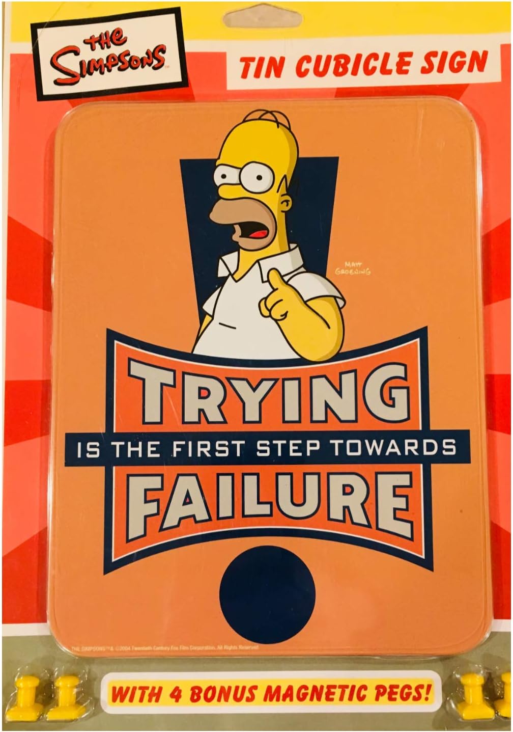 Amazon.com: The Simpsons Tin Cubicle Sign "Trying Is The First Step ...