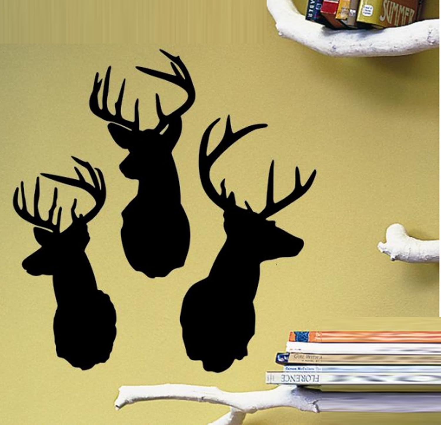 Amazon.com: Animal 3 Deer Head Wall Decal Sticker Living Room Stickers ...