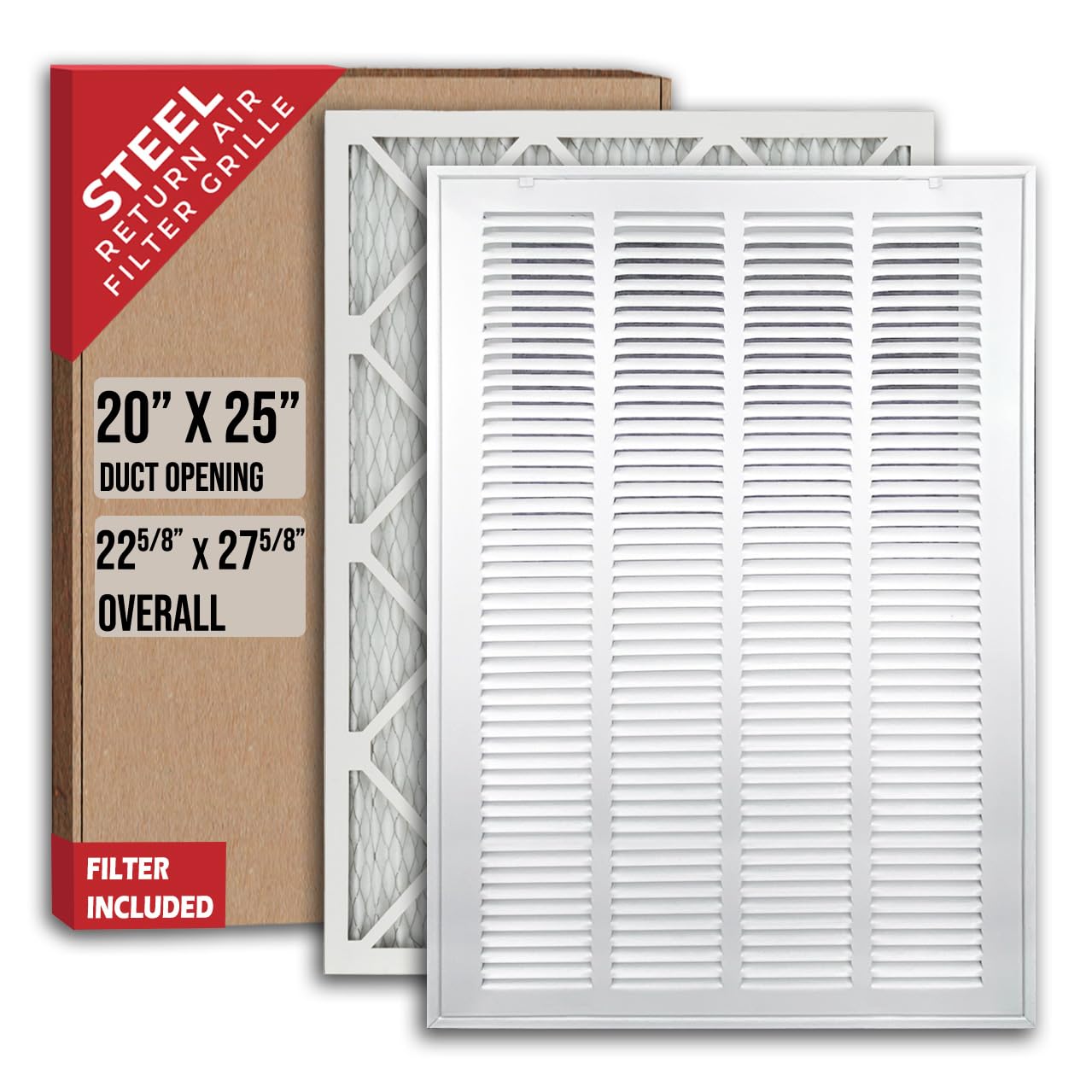 Snapklik.com : Fits 20x25 Duct Opening Filter Included Steel Return Air ...