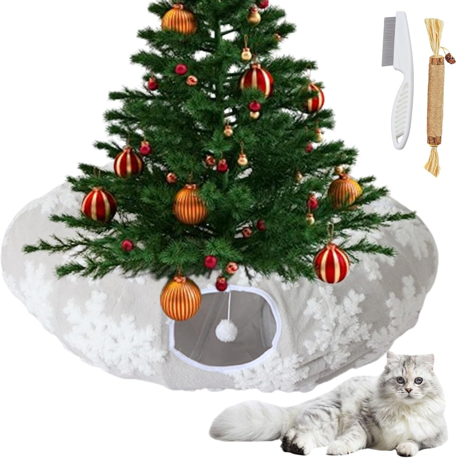 Amazon.com: Christmas Cat Tree Tunnel Bed Cave - Circular Tunnels Under ...