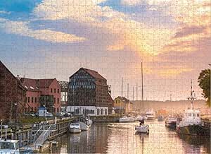 Amazon.com: Family Fun 500 Pieces Puzzle Sunset The Klaipeda Port ...
