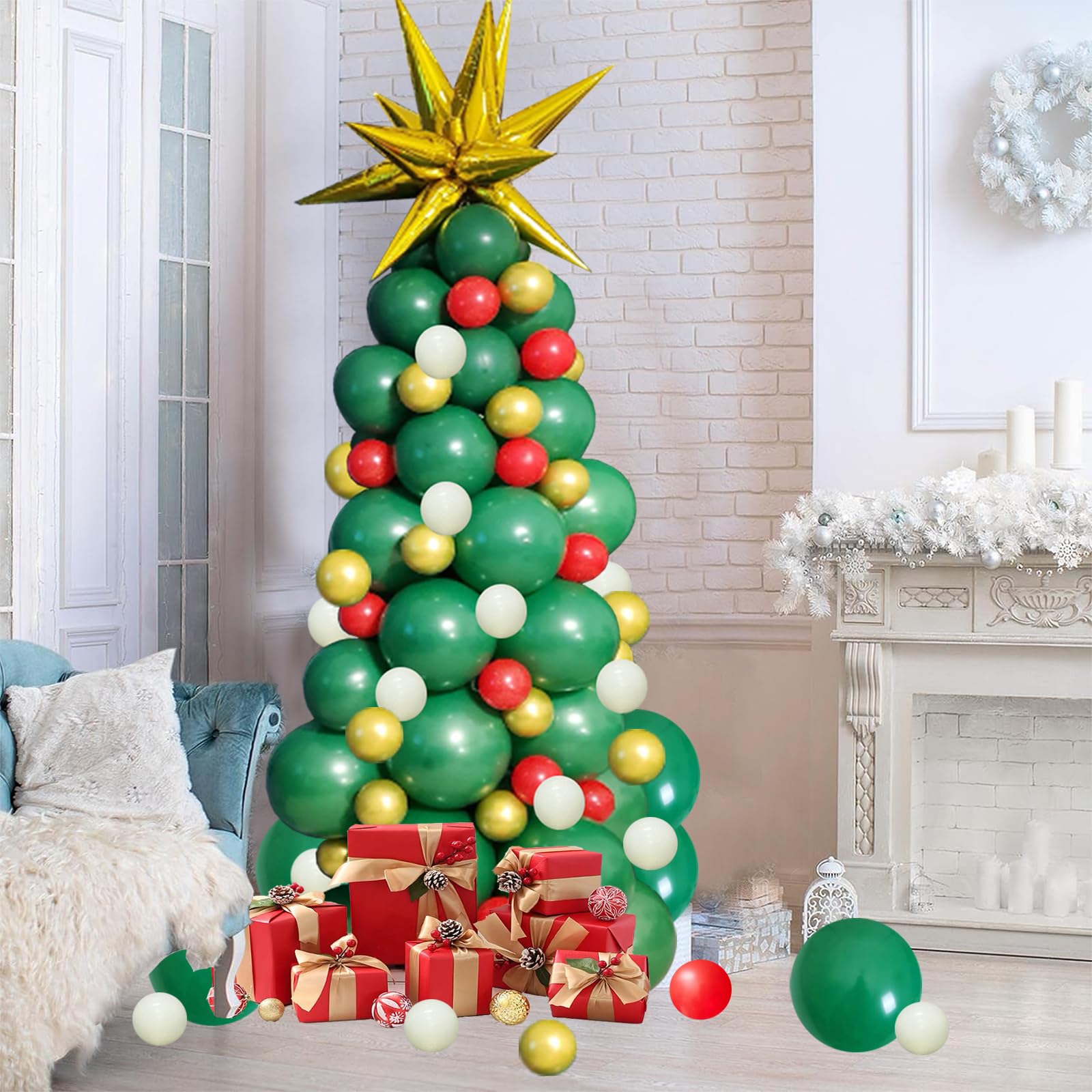Amazon.com: 96pcs Christmas Balloon Garland Arch Kit Green Red Golden ...