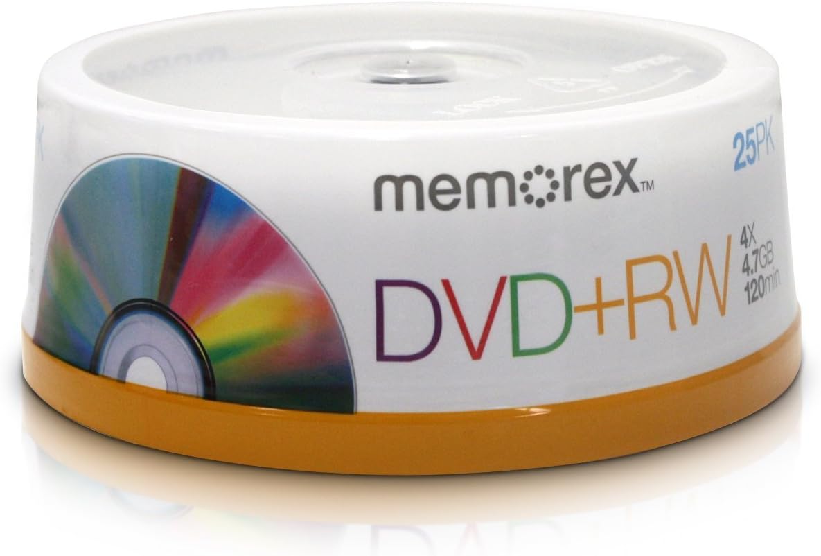 Amazon.com: Memorex Dvd+rw Rewritable Disks 120 Min Of Video 4.7 Gb ...