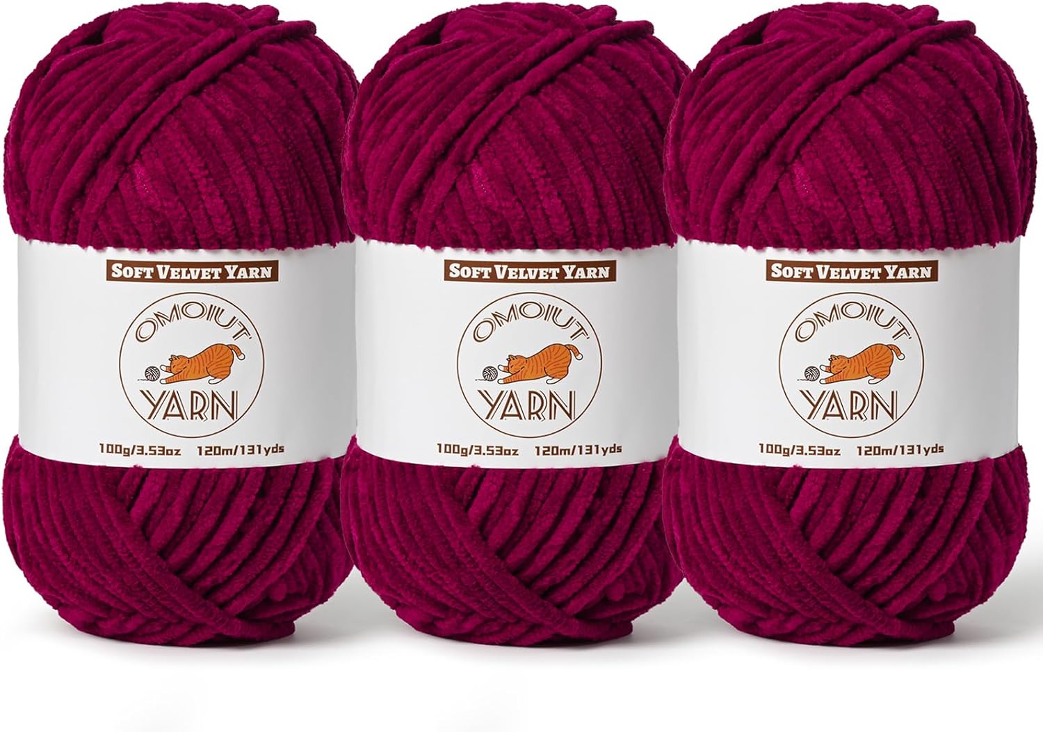 Amazon.com: 3 Pack Burgundy Fluffy Velvet Yarn for Crocheting,Chunky ...