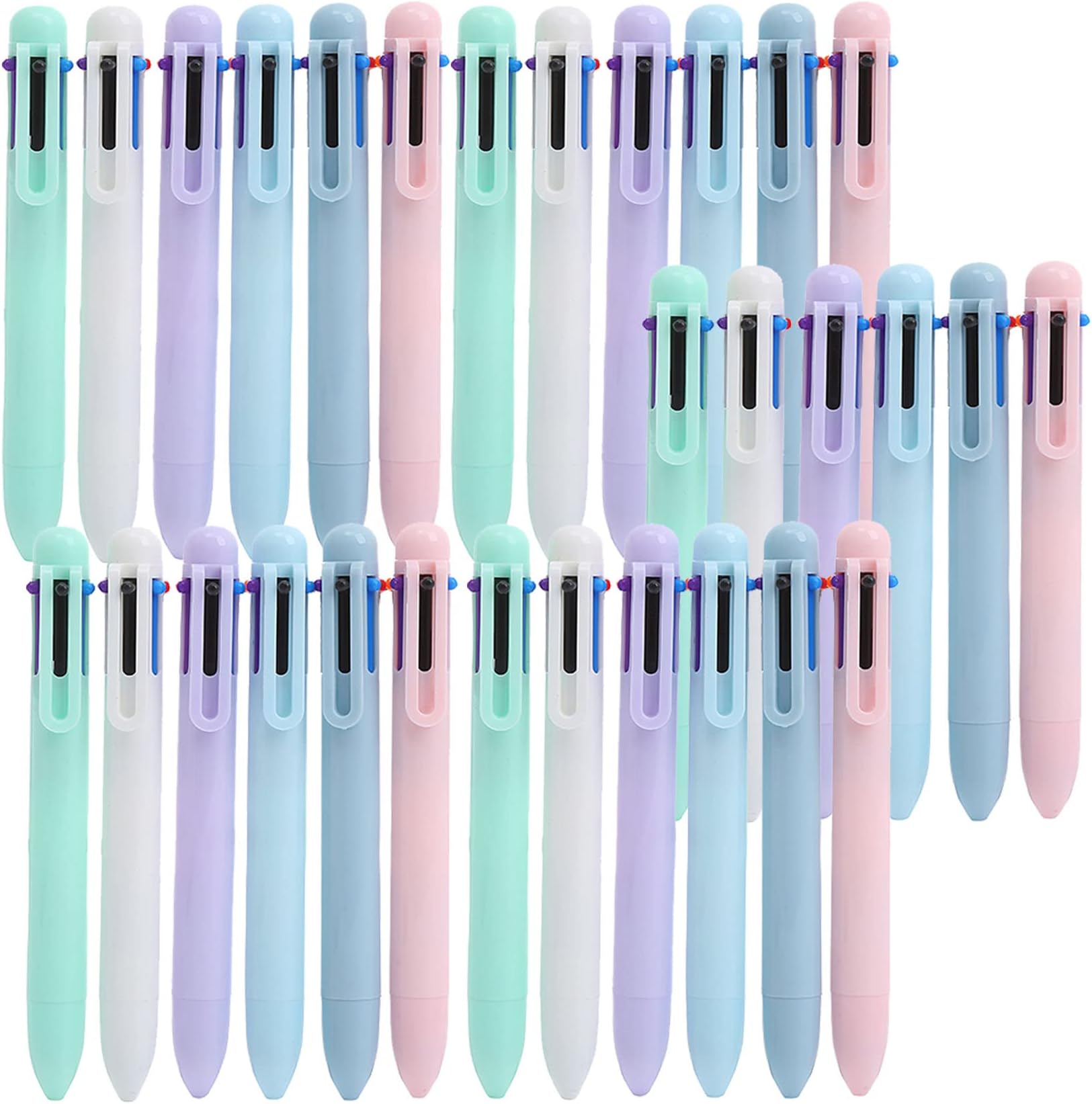 30 Pack 6 in 1 Multicolor Ballpoint Pens 6 Color Retractable Ballpoint ...