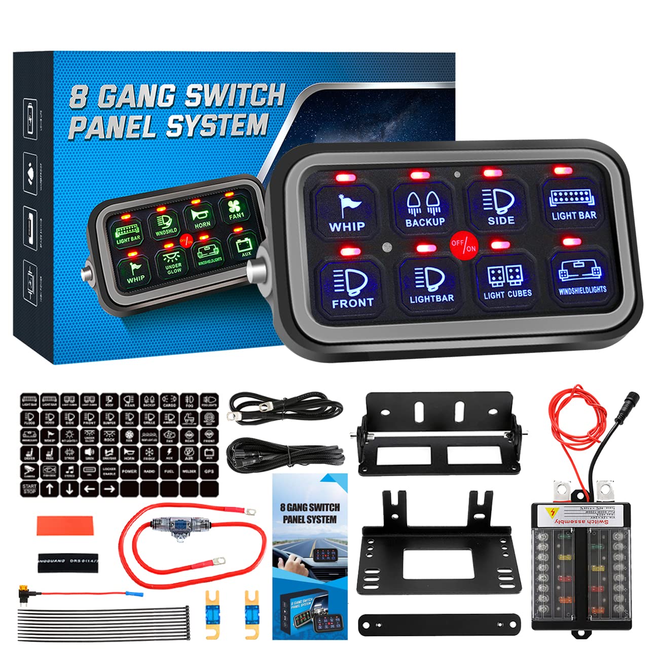 Buy Partol 8 Gang Switch Panel, Maxswitch LED Switch Panels for Truck ...