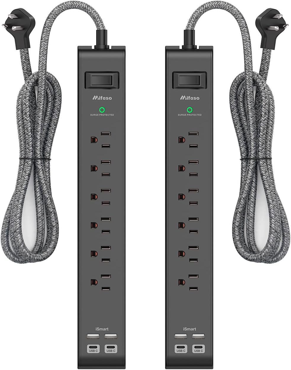 Amazon.com: 2 Pack Surge Protector Power Strip - 6 Outlets 4 USB ...