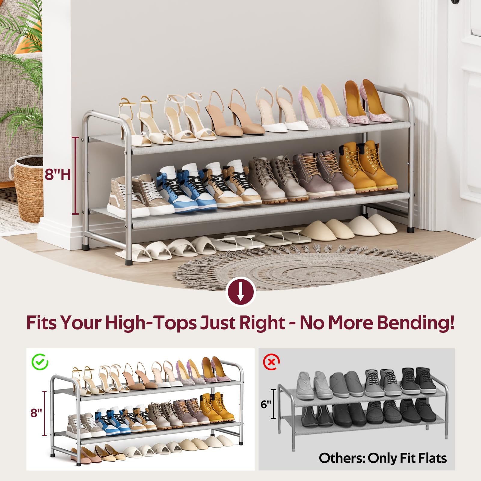 Snapklik.com : SLEEPING LAMB 2-Tier Long Shoe Rack Organizer For Closet ...