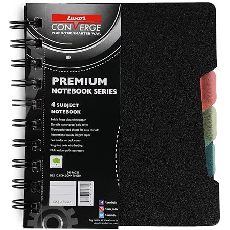 Luxor 5 Subject Single Ruled Notebook - B5, 70 GSM, 300 pages : Amazon ...