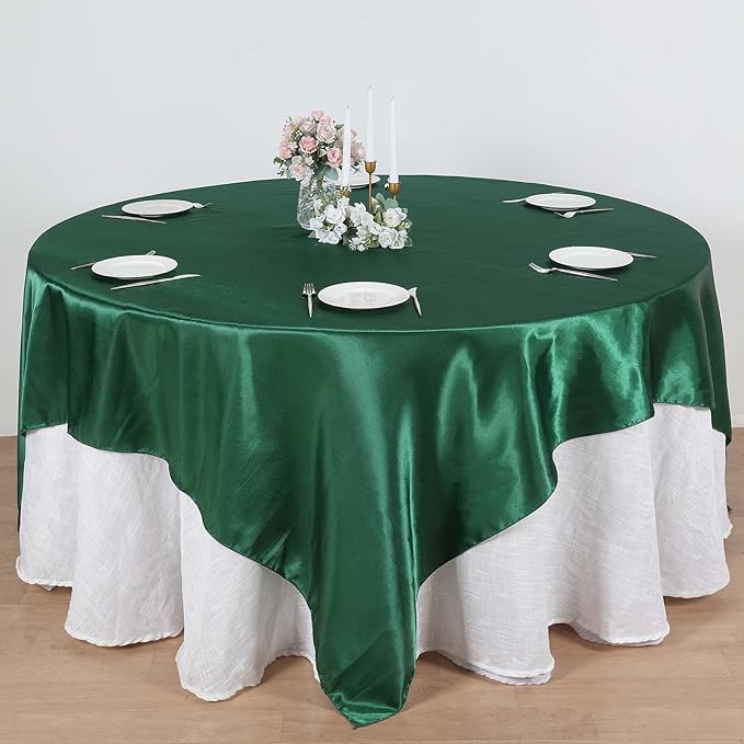 Amazon.com: Tableclothsfactory 90" Satin Square Tablecloth Overlay for ...