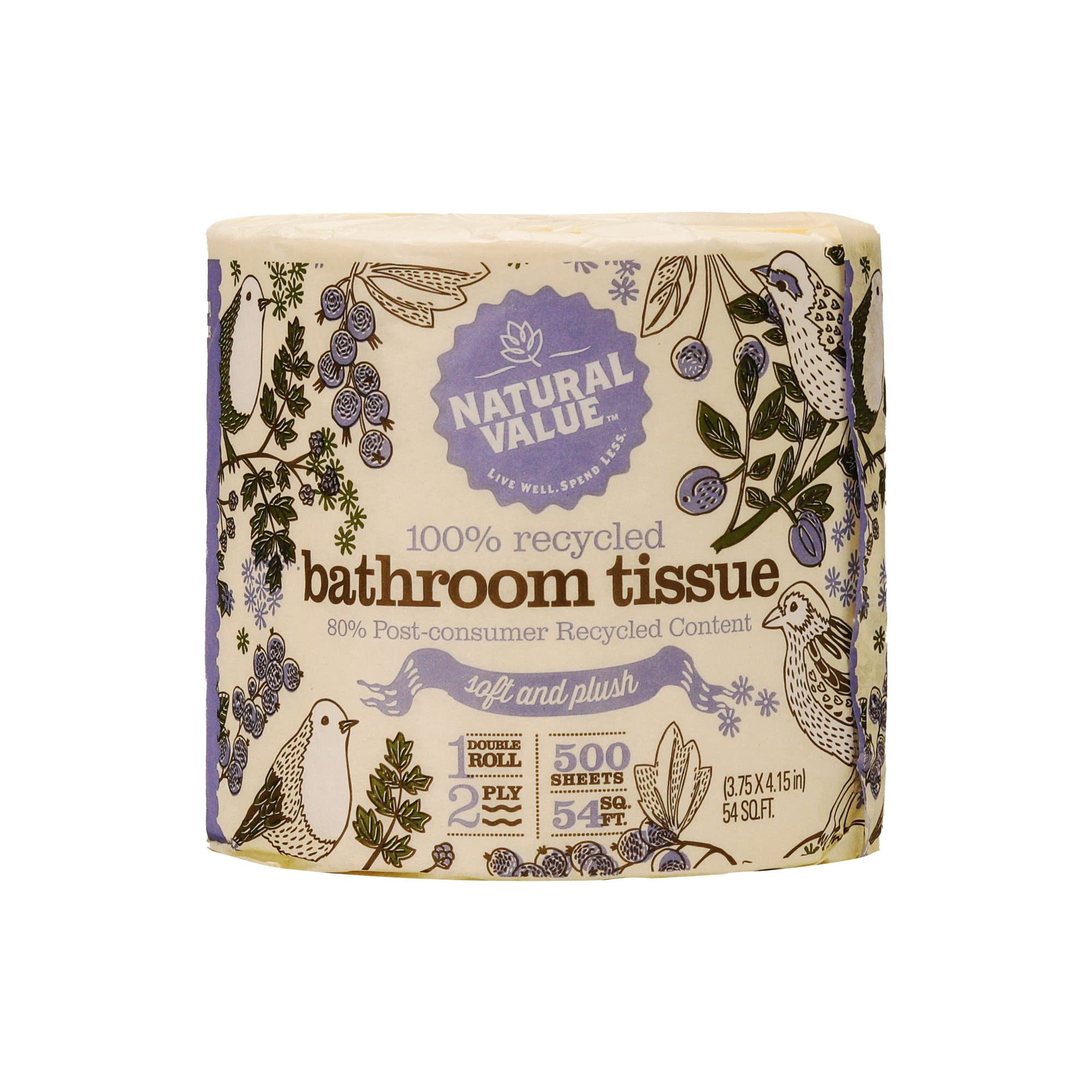 Amazon.com: Natural Value 100% Recycled Bathroom Tissue, 500 2-Ply ...