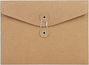 10Pcs A5 Kraft Envelopes with String Brown Paper Project Folder Flat ...