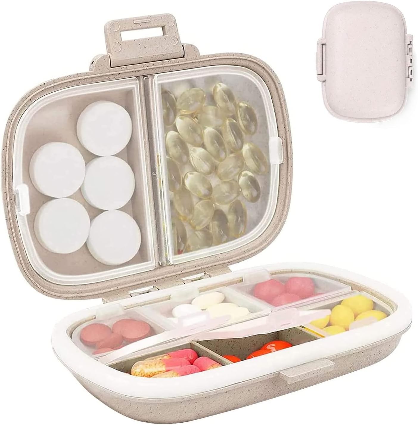 Amazon.com: Travel Pill Container, Portable Small Cute Pill Case, 8 ...