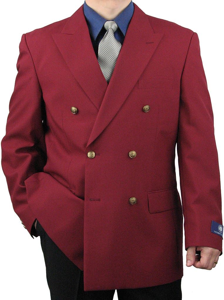 Sharp Men's Double Breasted Blazer w/matching Brass Buttons - Burgundy ...