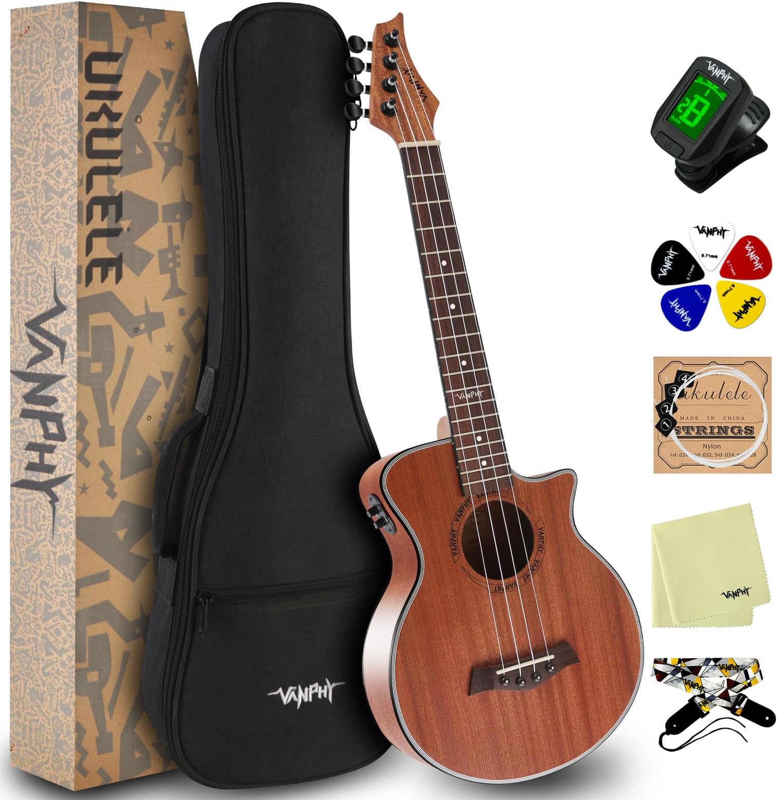 Amazon.com: Enya Round Soprano Ukulele 21 Inch, Mahogany and Ebony with ...