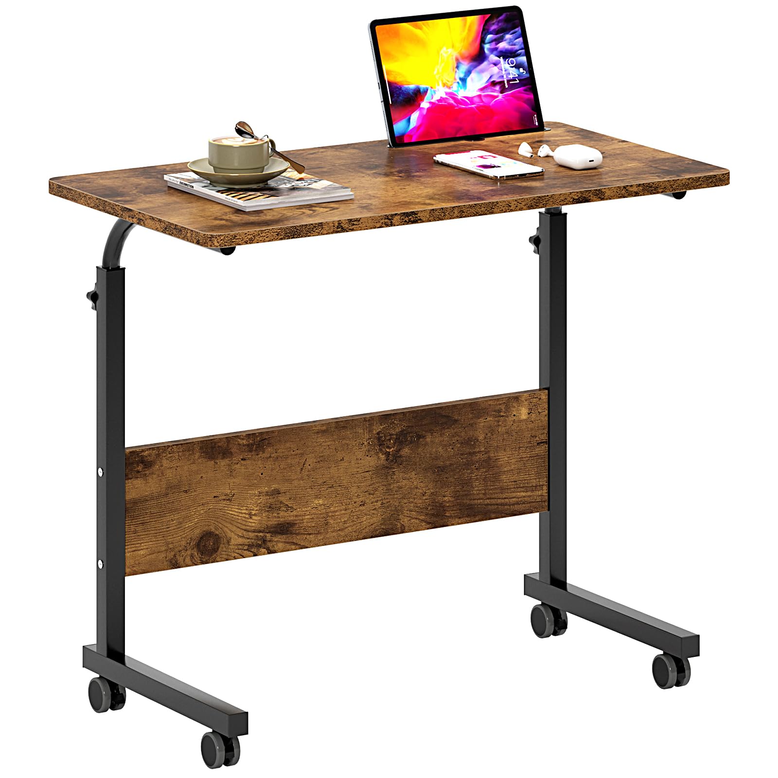 soges Adjustable Mobile Bed Table with Tablet Slot 31.5inches Portable ...