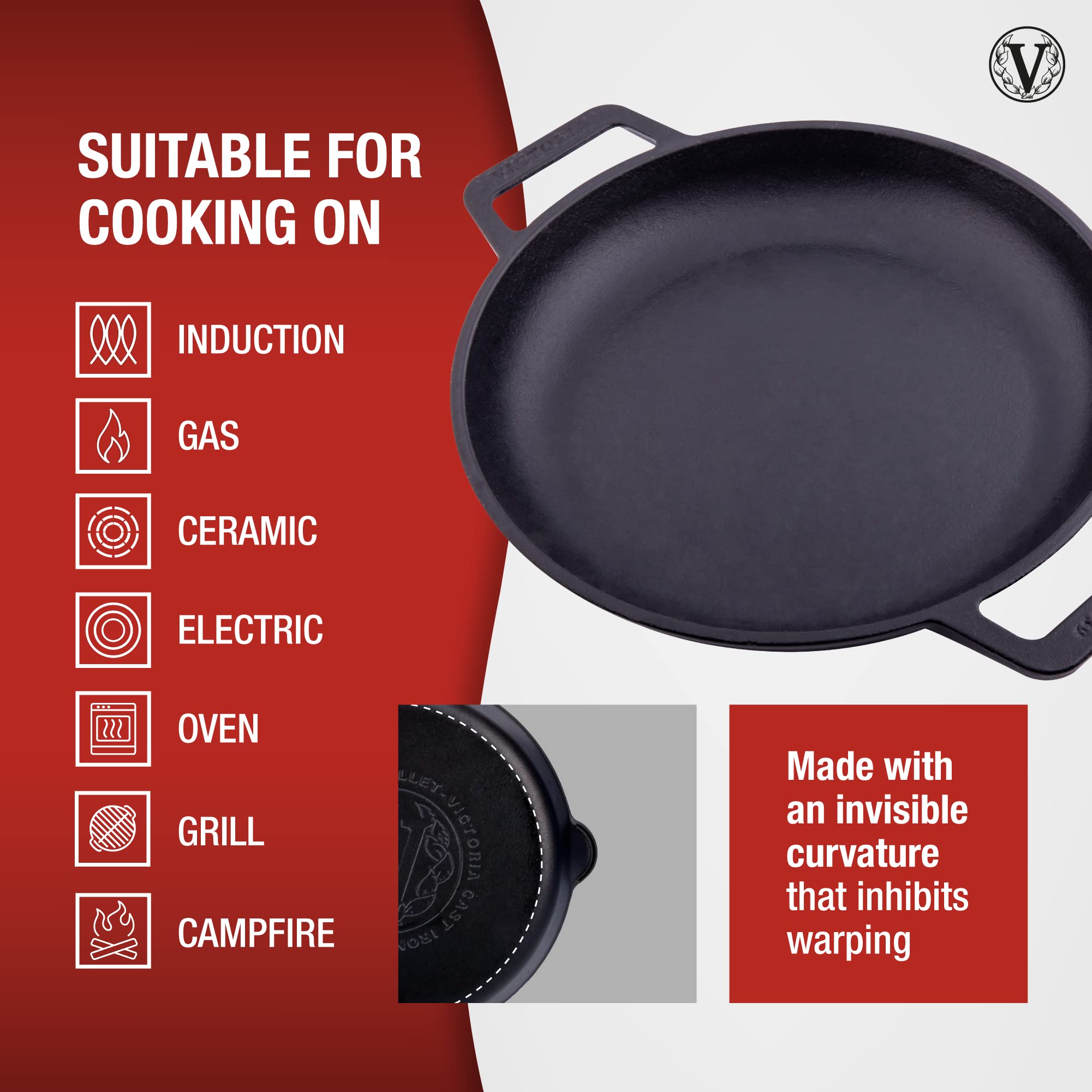 Snapklik.com : Victoria Cast Iron Round Skillet