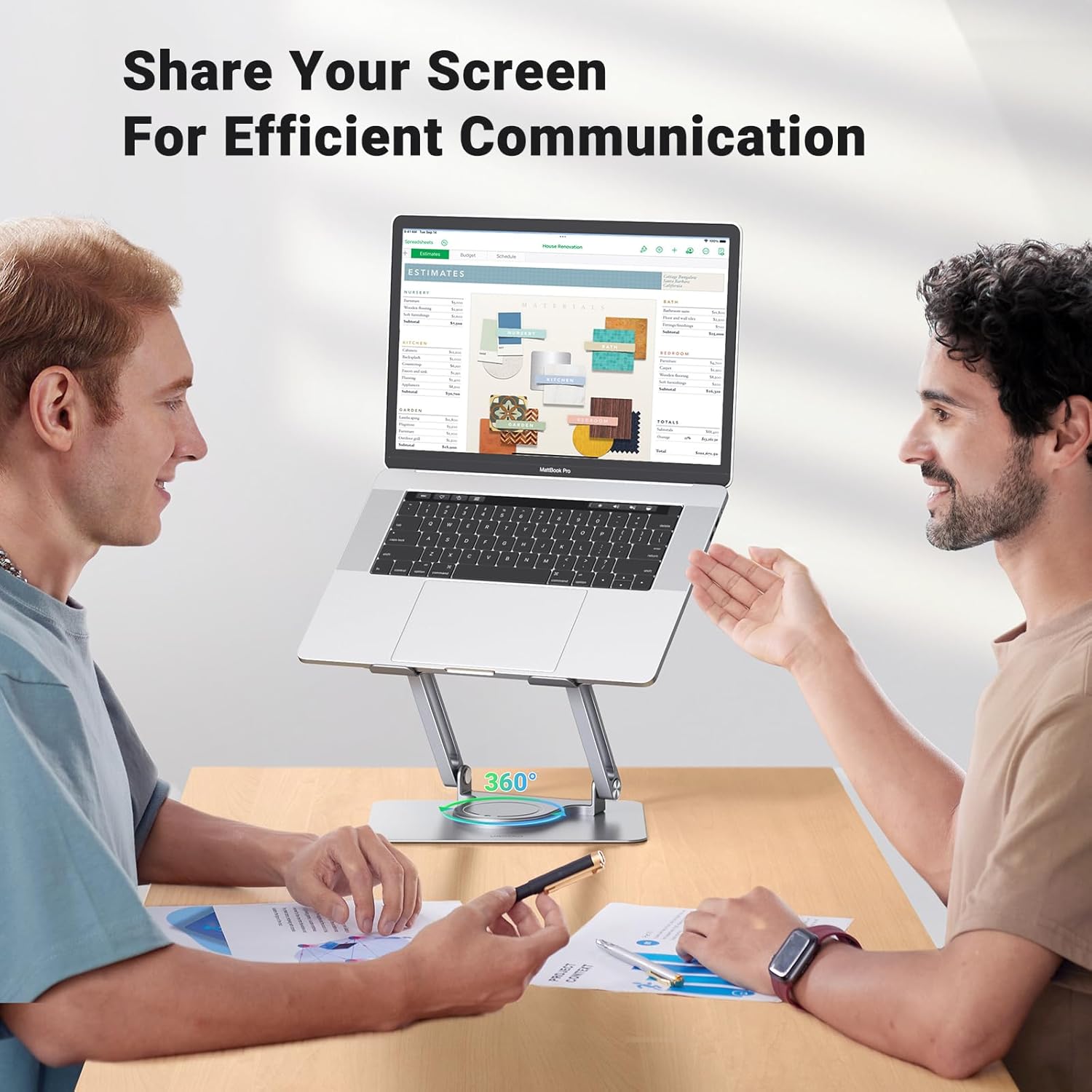 UGREEN Soporte para computadora portátil con base giratoria de aluminio ...