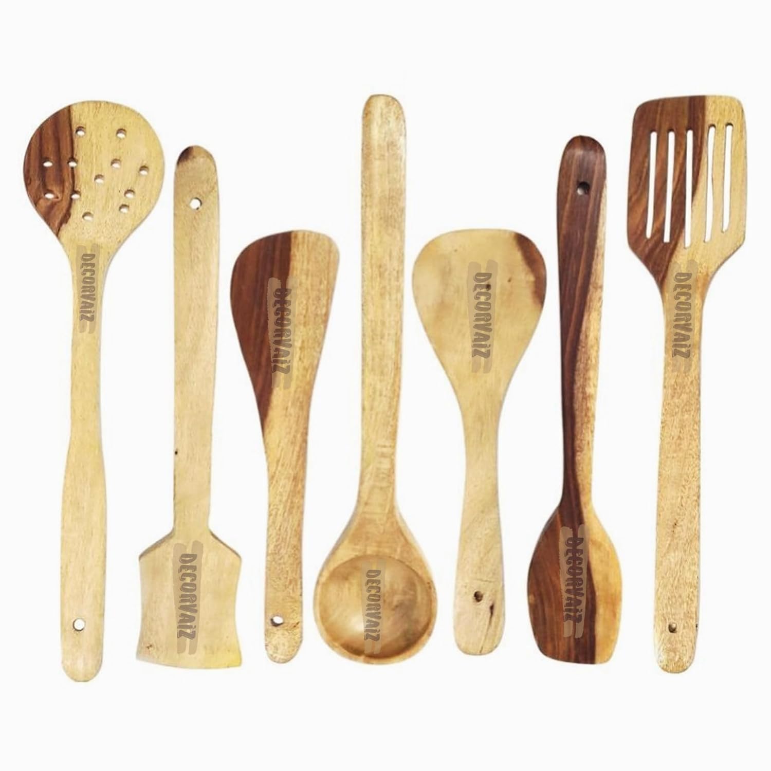Buy DECORVAIZ Wooden Non Chemical Spoons Set for Kitchen Lovers ...