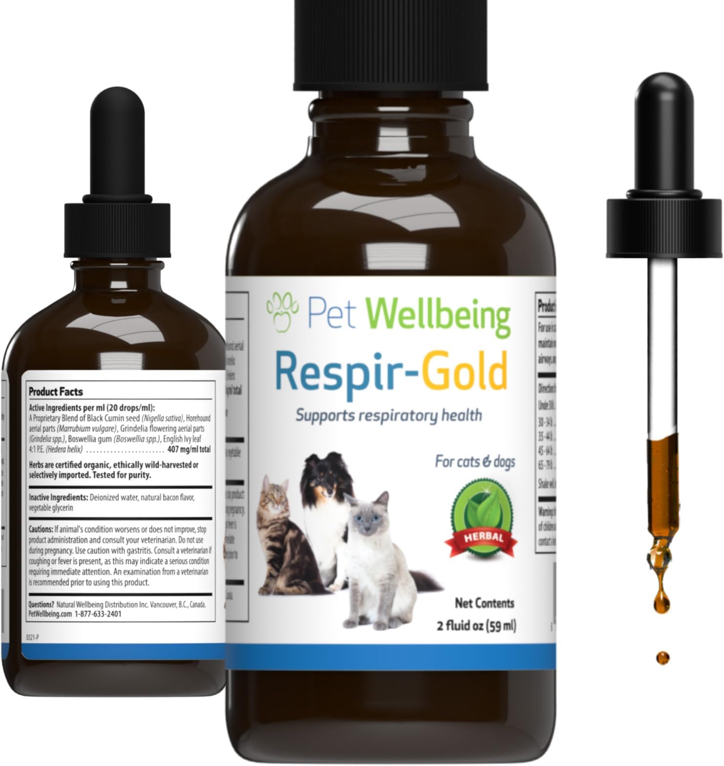 Pet Wellbeing Respir-Gold for Cats - Supports Healthy Breathing, Open ...