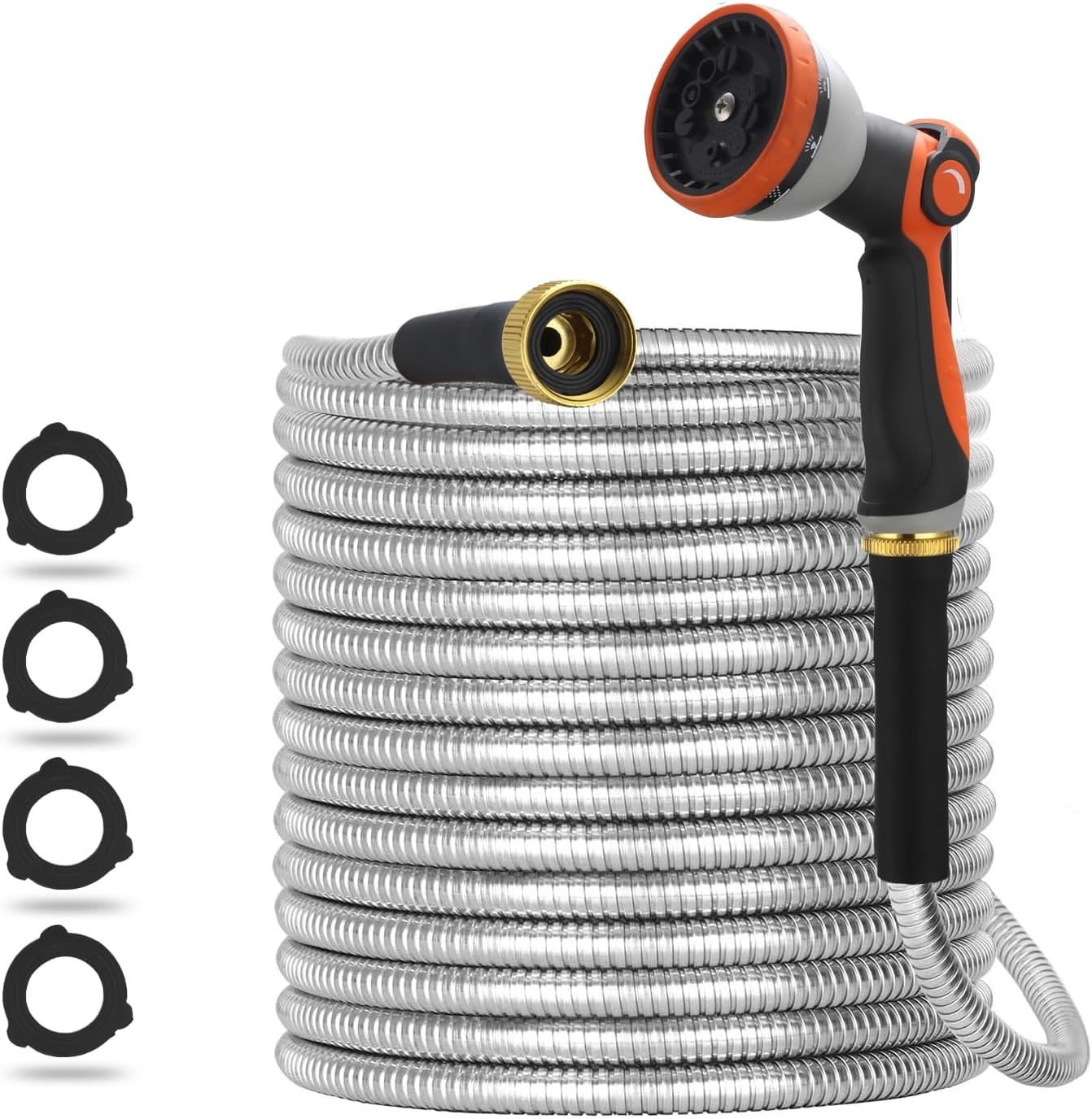Amazon.com : AEROFORCE 50ft 304 Stainless Steel Garden Hose Metal ...