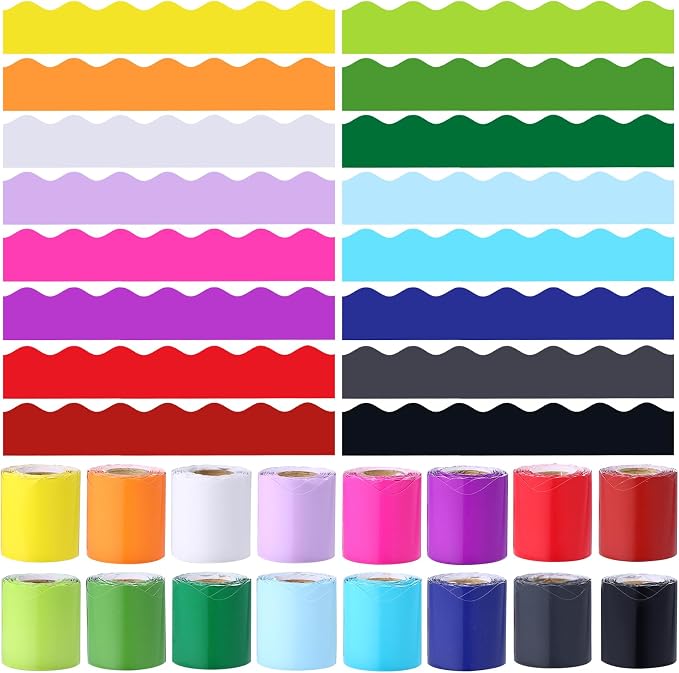 Amazon.com: 16 Roll 524 ft Bright Bulletin Board Borders Colorful ...
