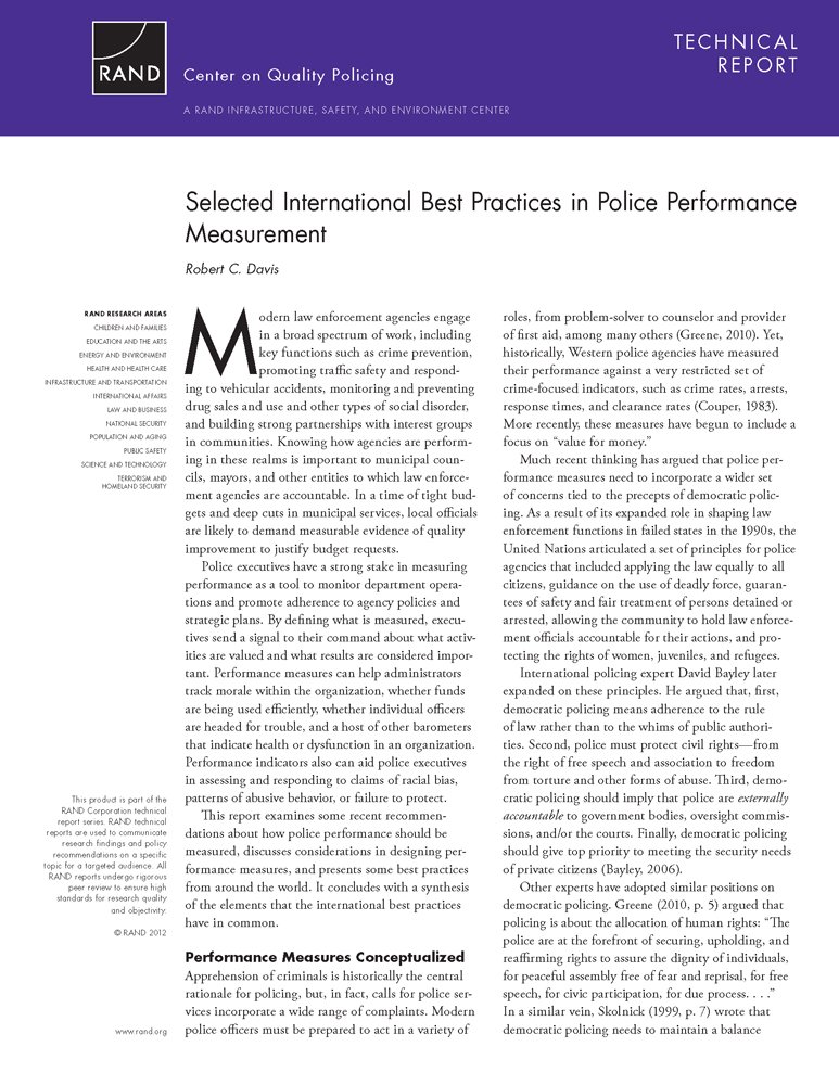 Selected International Best Practices in Police Performance Measurement ...