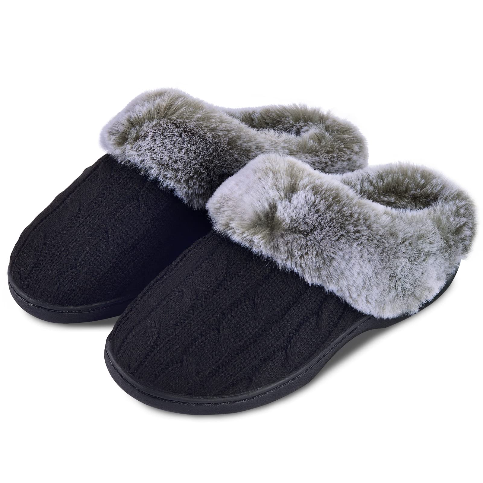 Amazon.com | Parlovable Women's Fuzzy House Slippers Warm Soft Memory ...